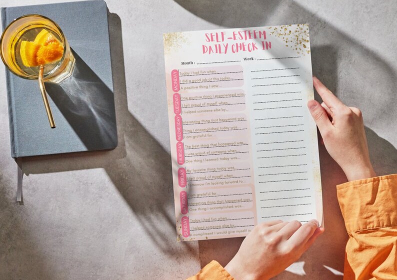 Daily Self-esteem Journal Printable Worksheet Child Therapy Counseling ...