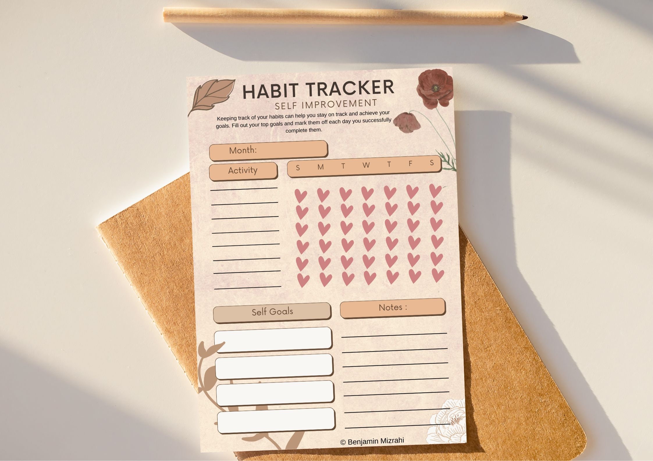 Habit Tracker Printable Self Improvement Goal Planner - Etsy