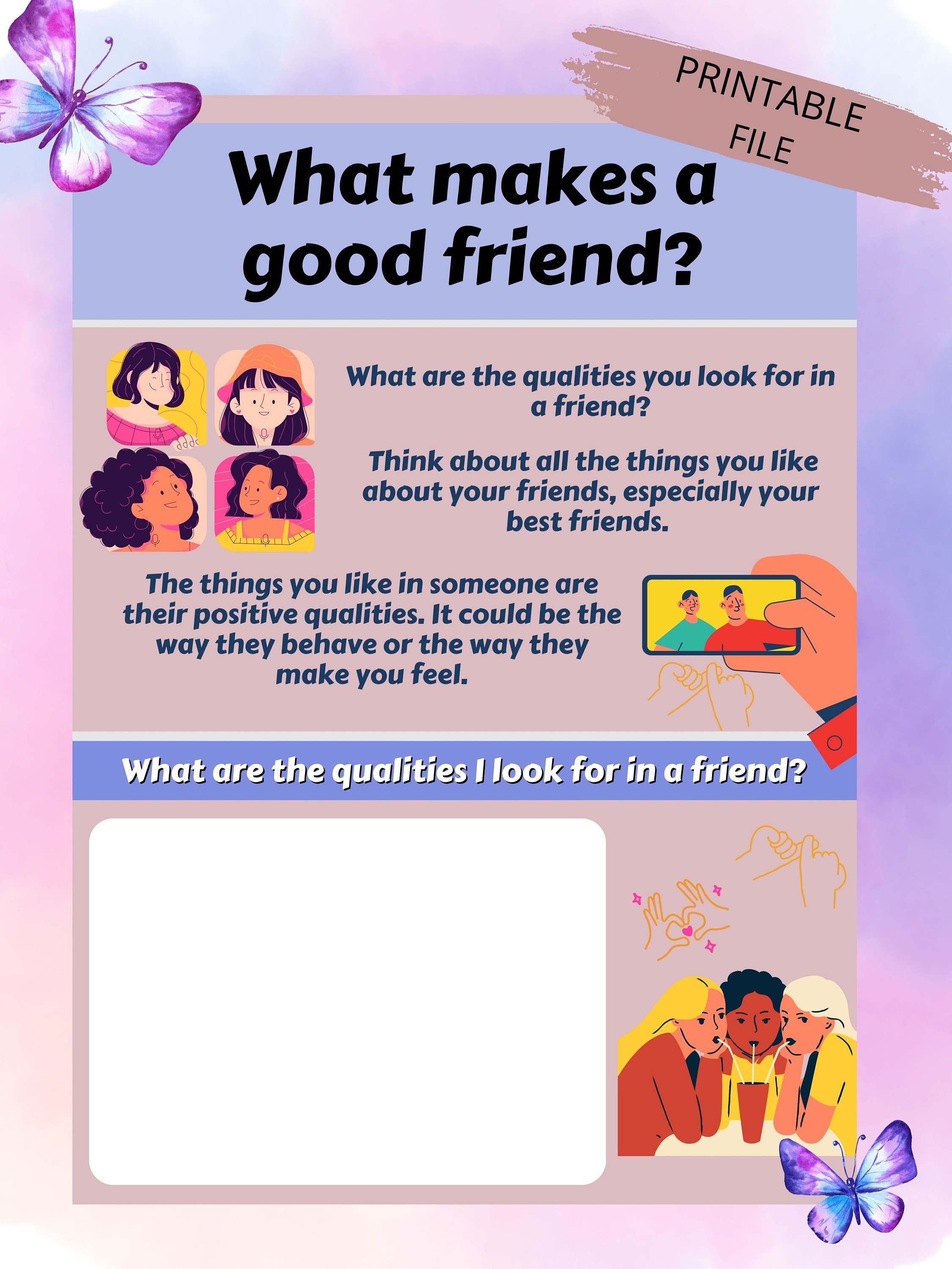 Good Vs Bad Friends Poster PRINTABLE Emotional Learning Social Skills ...