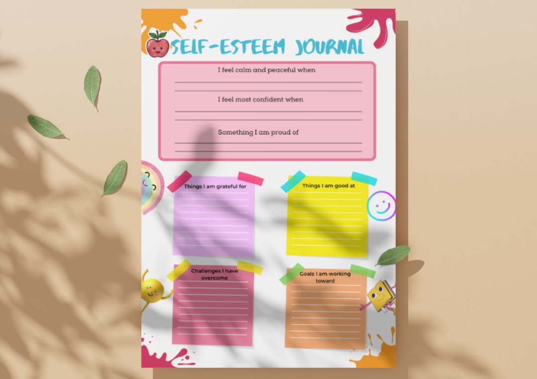 Daily Self-esteem Journal Printable Worksheet Child Therapy Counseling ...