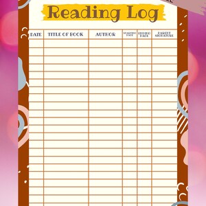 Kids Reading Log Printable Printable Reading Log for Kids - Etsy