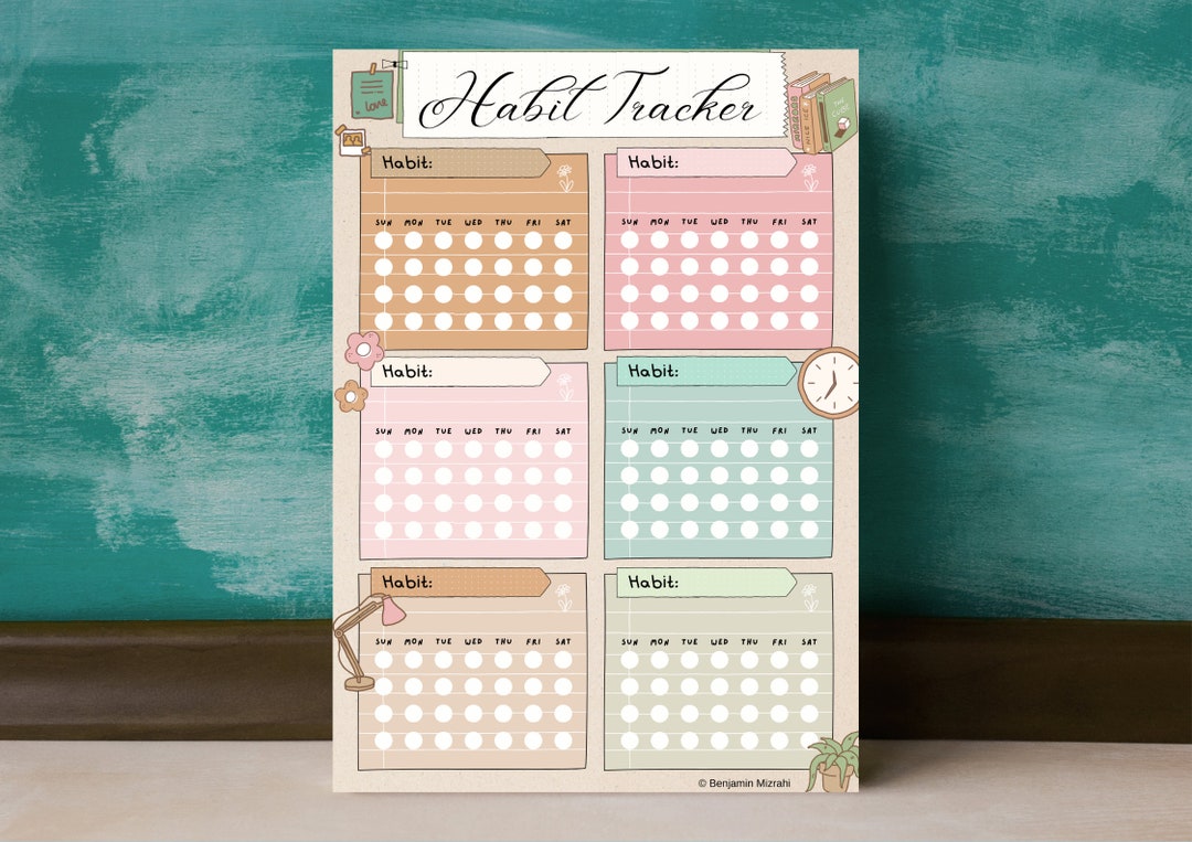 Printable Monthly Habit Tracker Cute Template Daily Habit Tracker ...