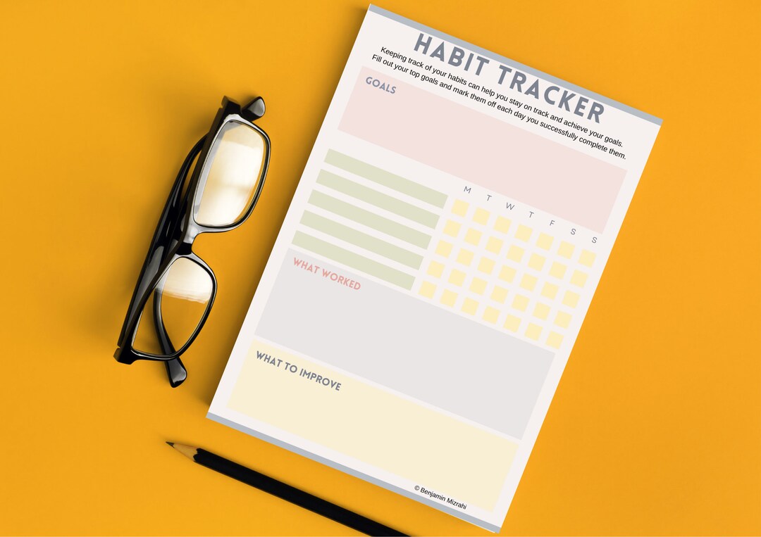 Minimalist Daily Habit Tracker Printable Goal Planner Simple Tasks ...