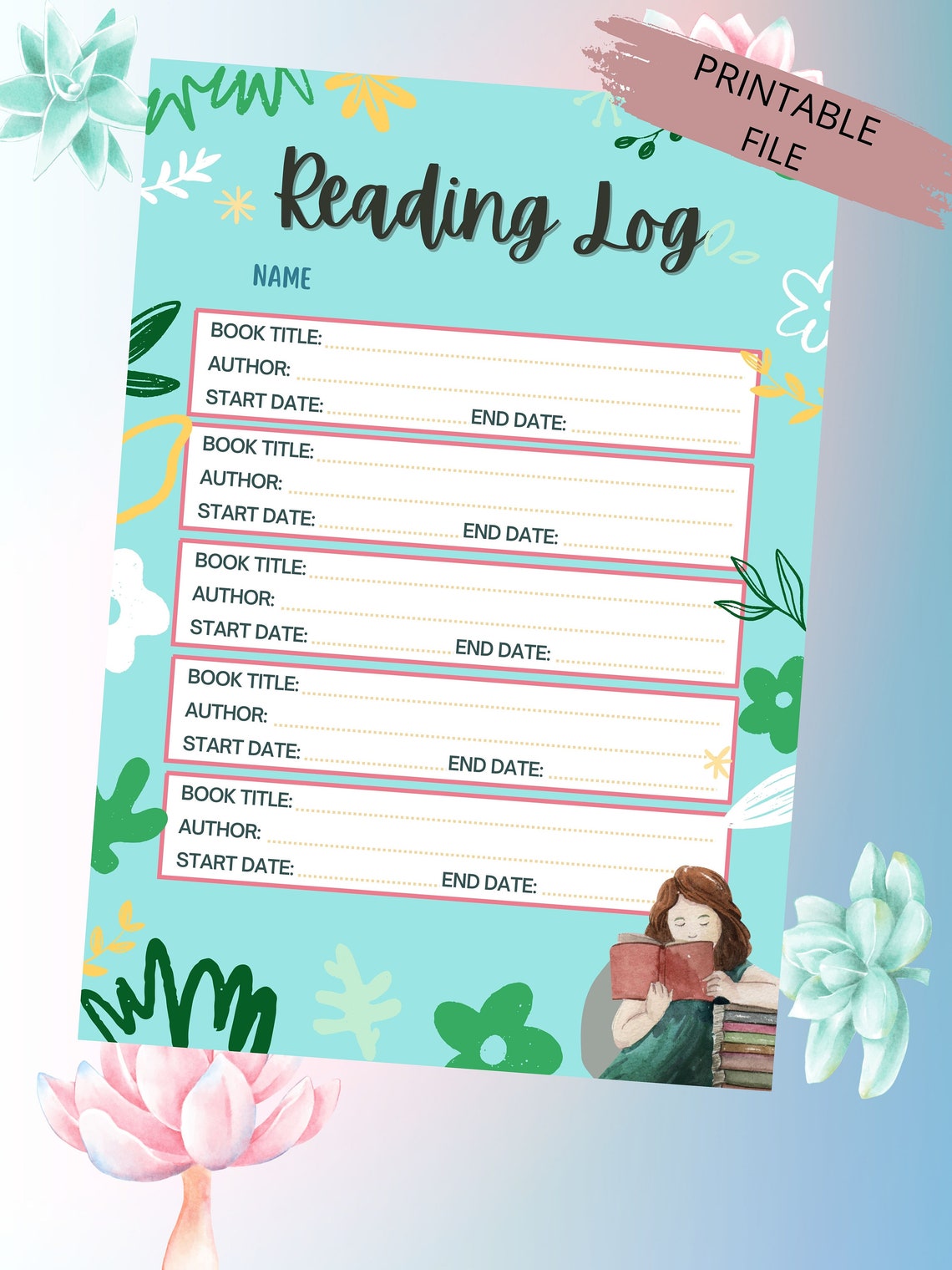 Kids Reading Log Printable, Printable Reading Log for Kids, Reading Log ...