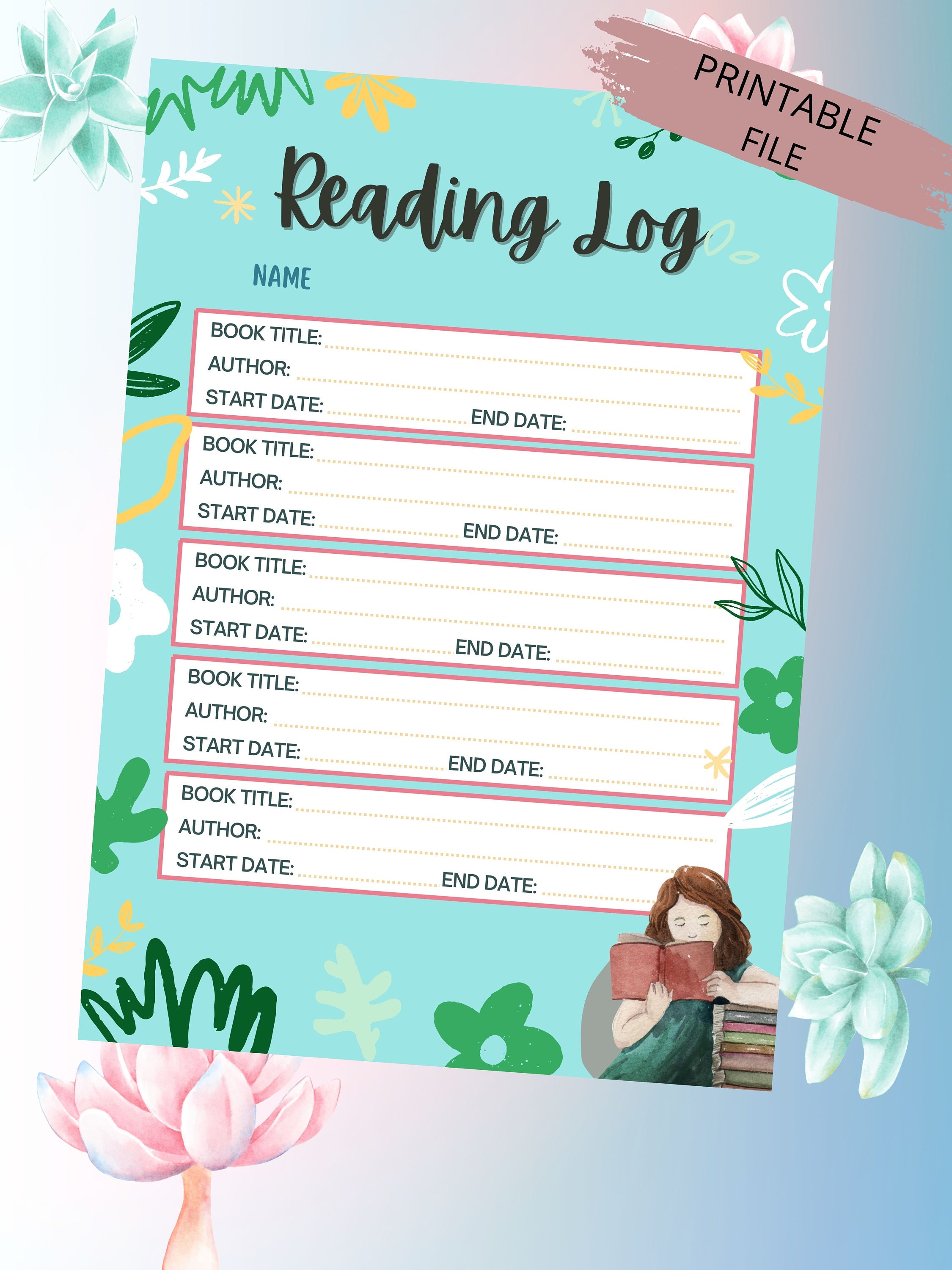 Kids Reading Log Printable, Printable Reading Log for Kids, Reading Log ...