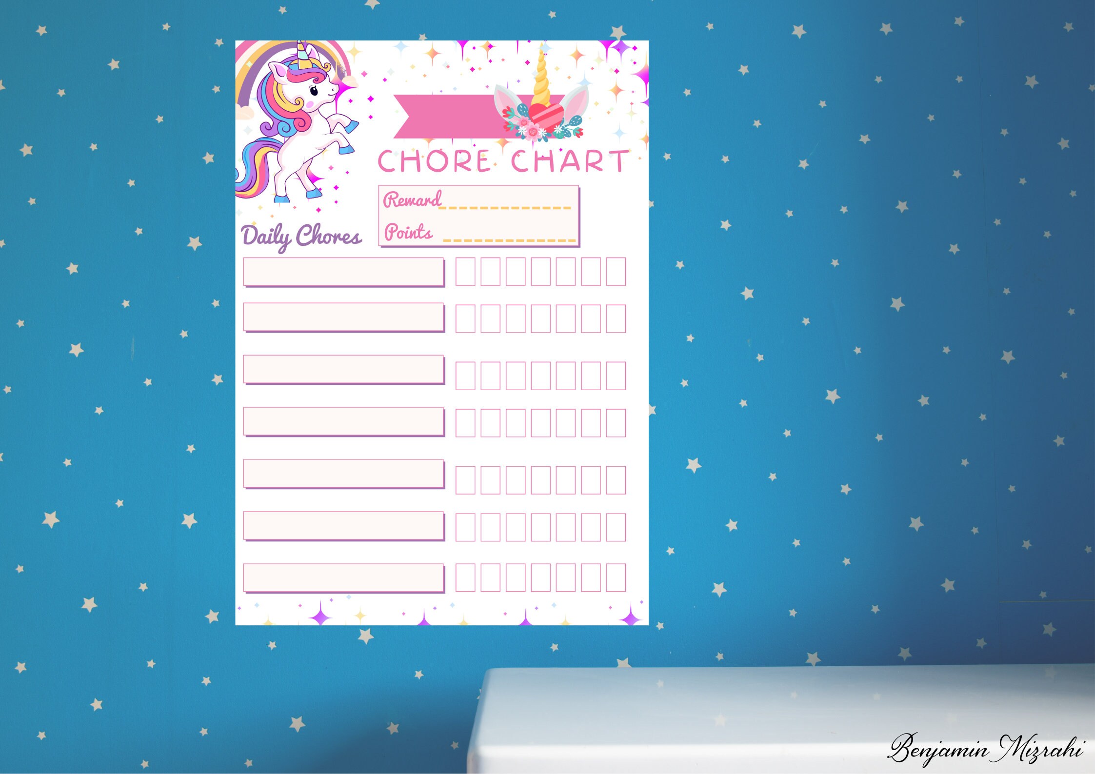 Daily Chore Chart With Rewards and Points - Responsibility Poster ...