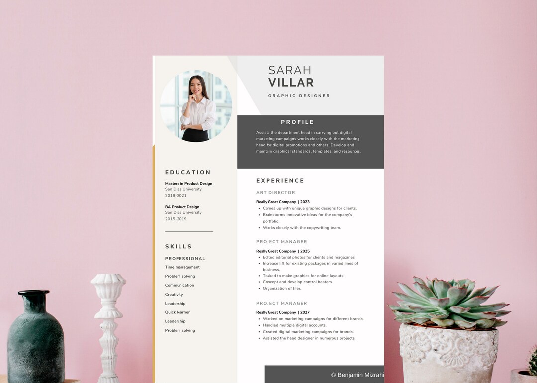 Editable Graphic Designer Resume Template, Modern CV (digital Download ...