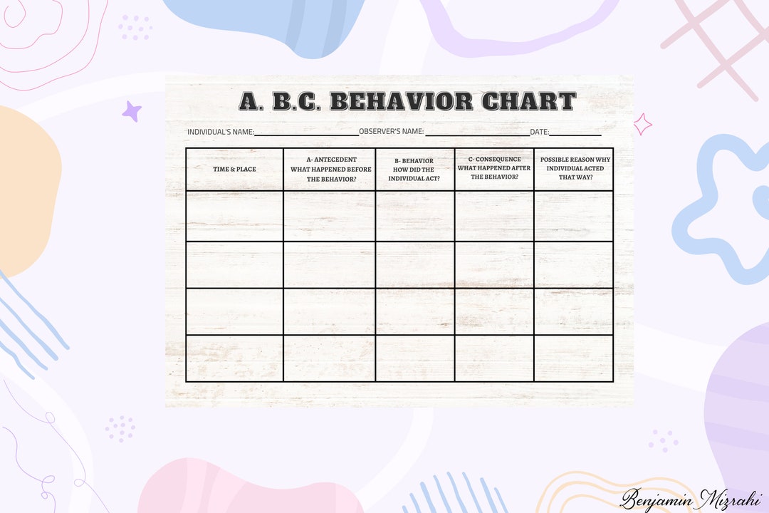 ABC Chart Form Printable for Kids Editable Behavior - Etsy