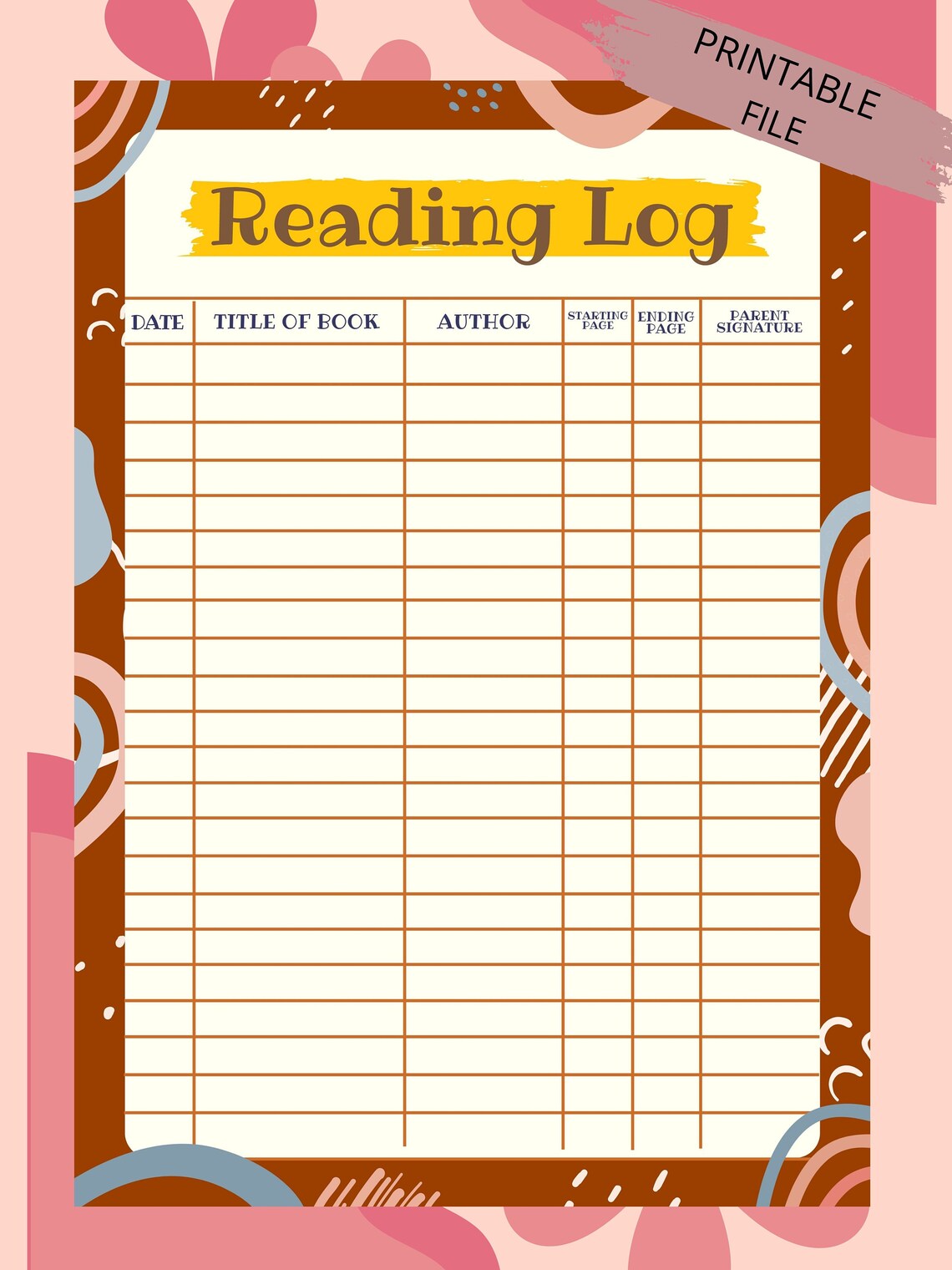 Kids Reading Log Printable, Printable Reading Log for Kids, Reading Log ...