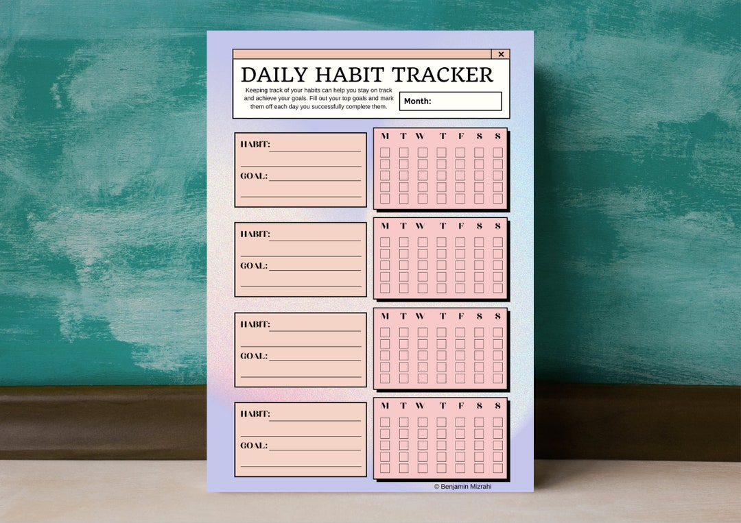 Printable Weekly Habit Tracker | Goal & Wellness Planner (instant ...