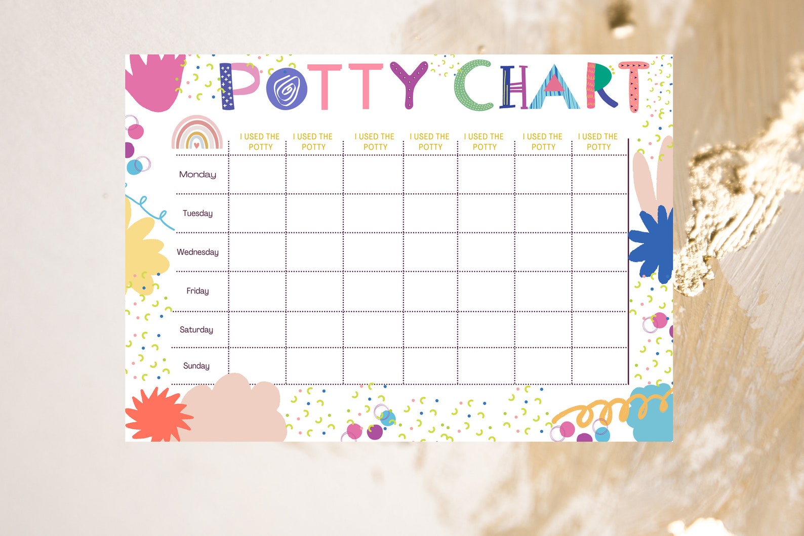 Potty Training Chart for Toddlers Preschoolers and Kids - Etsy