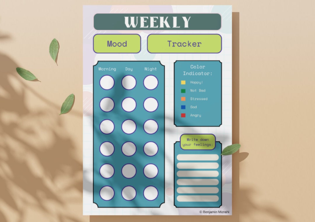 Printable Mood Tracker Chart Template, Daily Mood Tracker Pages for ...
