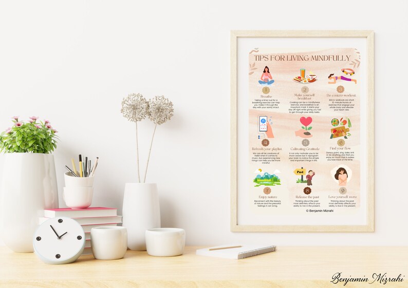 Mindfulness Tips Poster | Self-care Affirmations, Counseling Decor ...