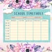 Editable School Timetable for Kids | Cloud Theme | Printable School ...