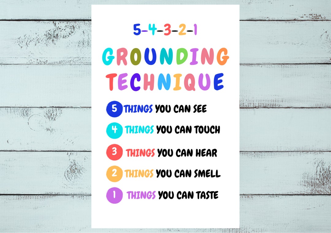 Colorful Grounding Technique Therapy Poster - Grounding Technique ...