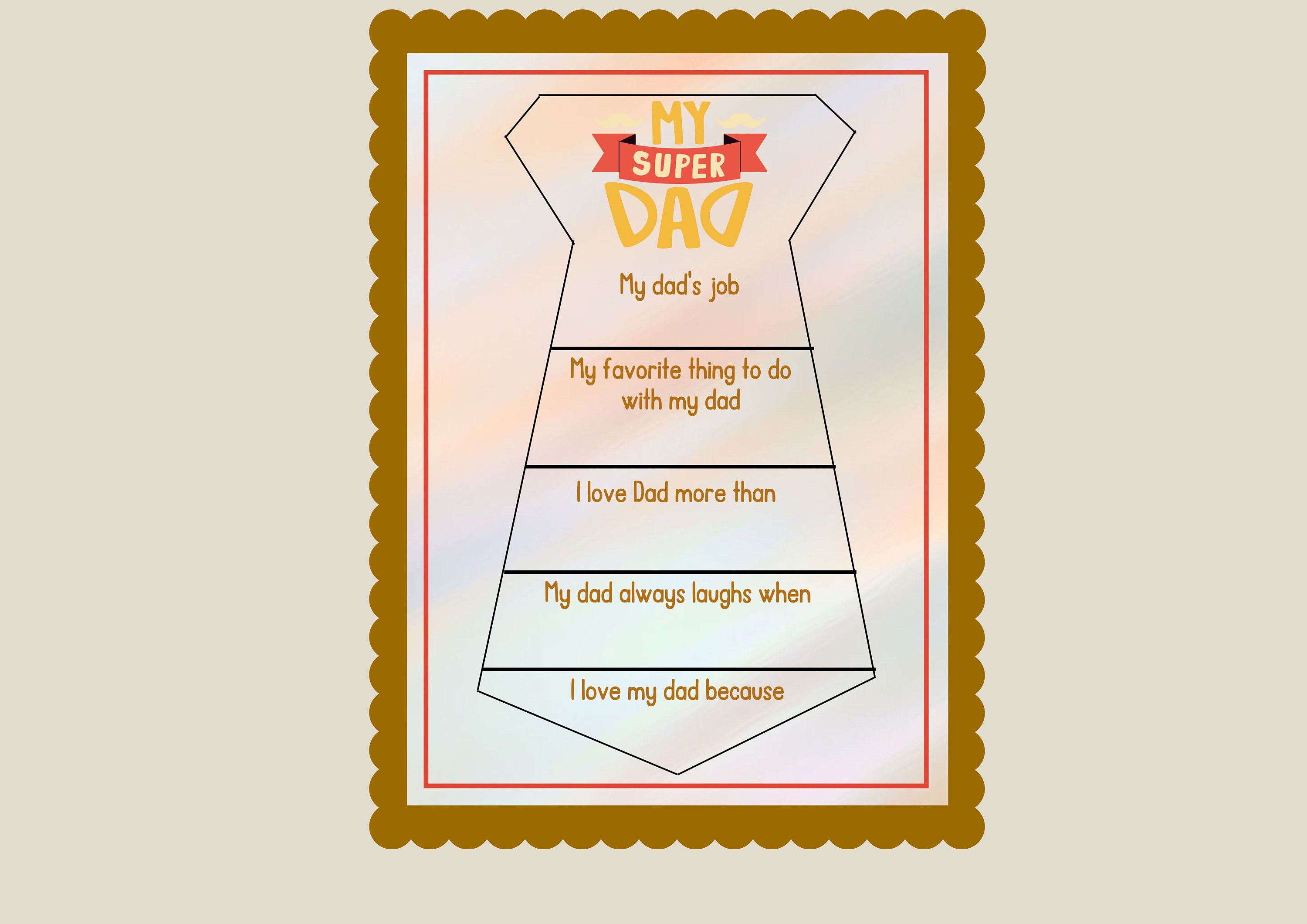 Happy Fathers Day Instant Download Digital Printable Greeting Card For