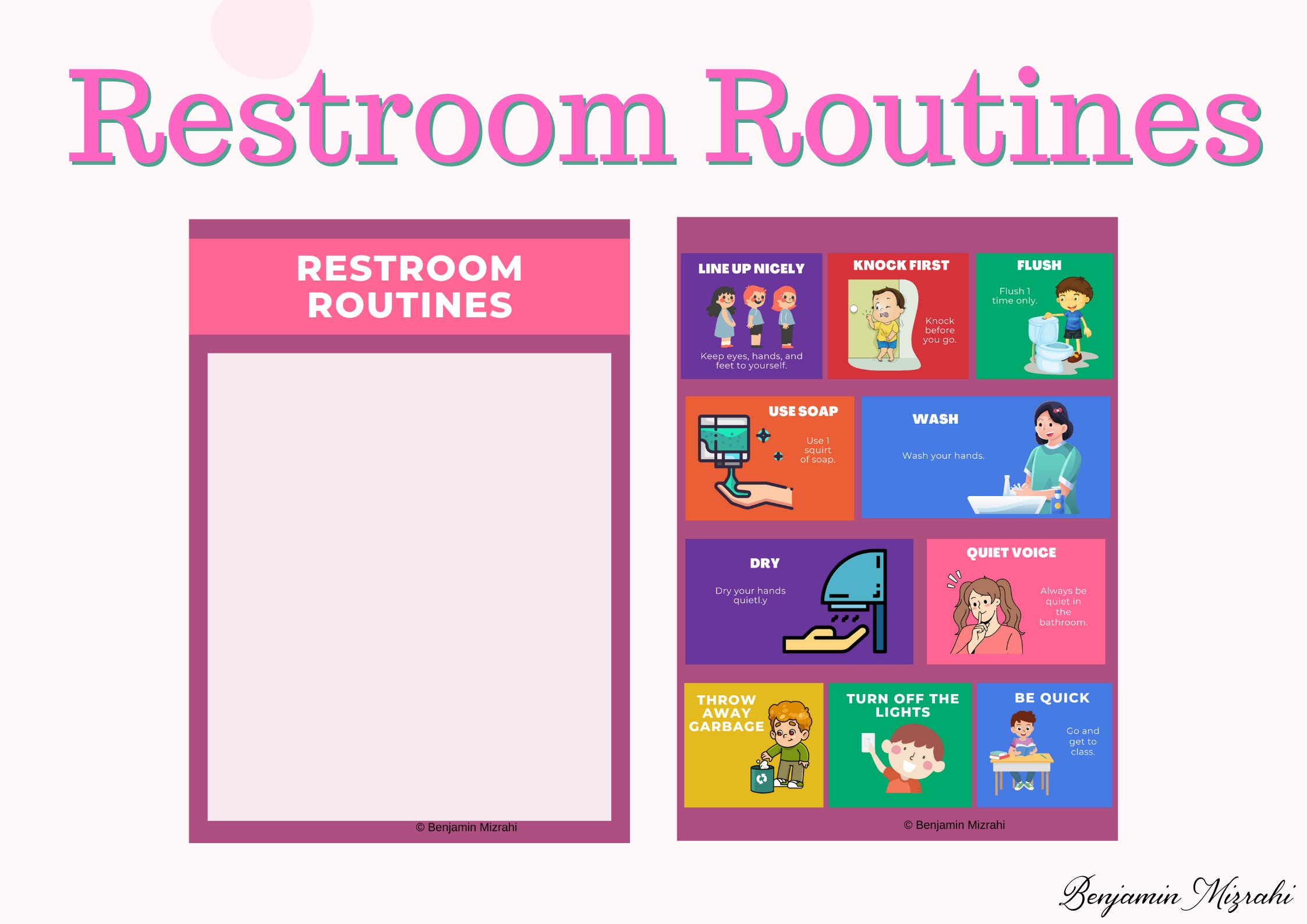 Restroom Routine Cards I Visual Schedule Cards Toddler Preschooi ...