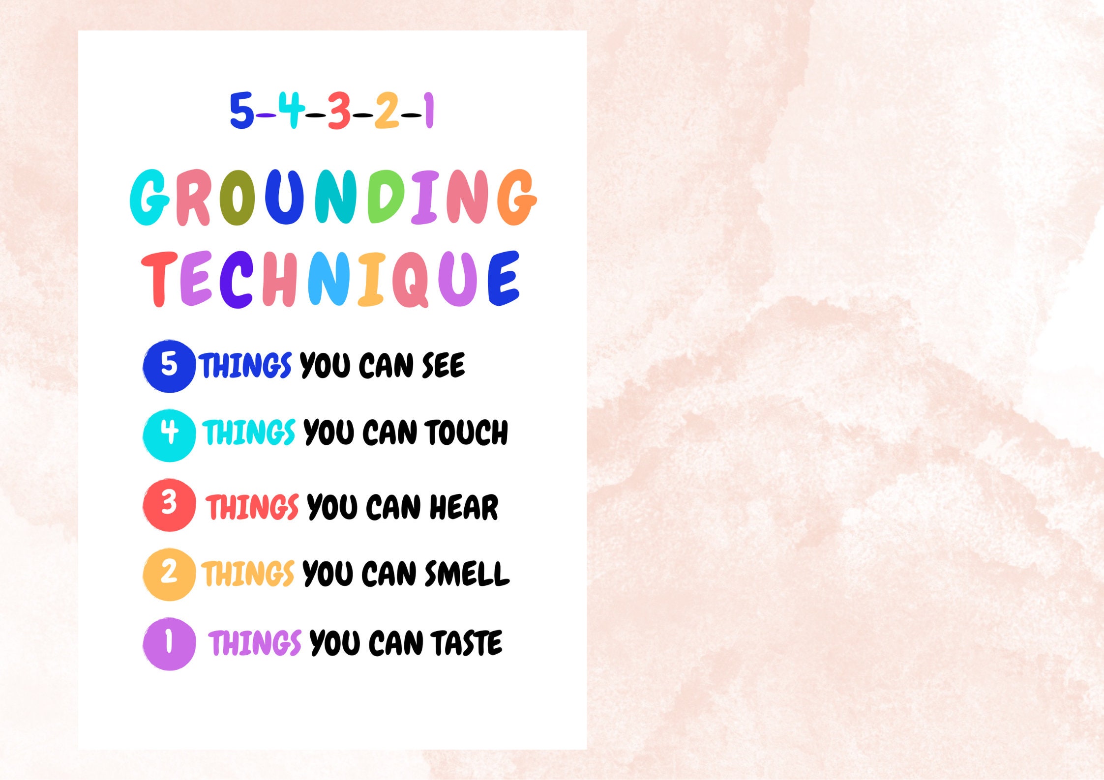 Colorful Grounding Technique Therapy Poster Grounding Technique Calming ...