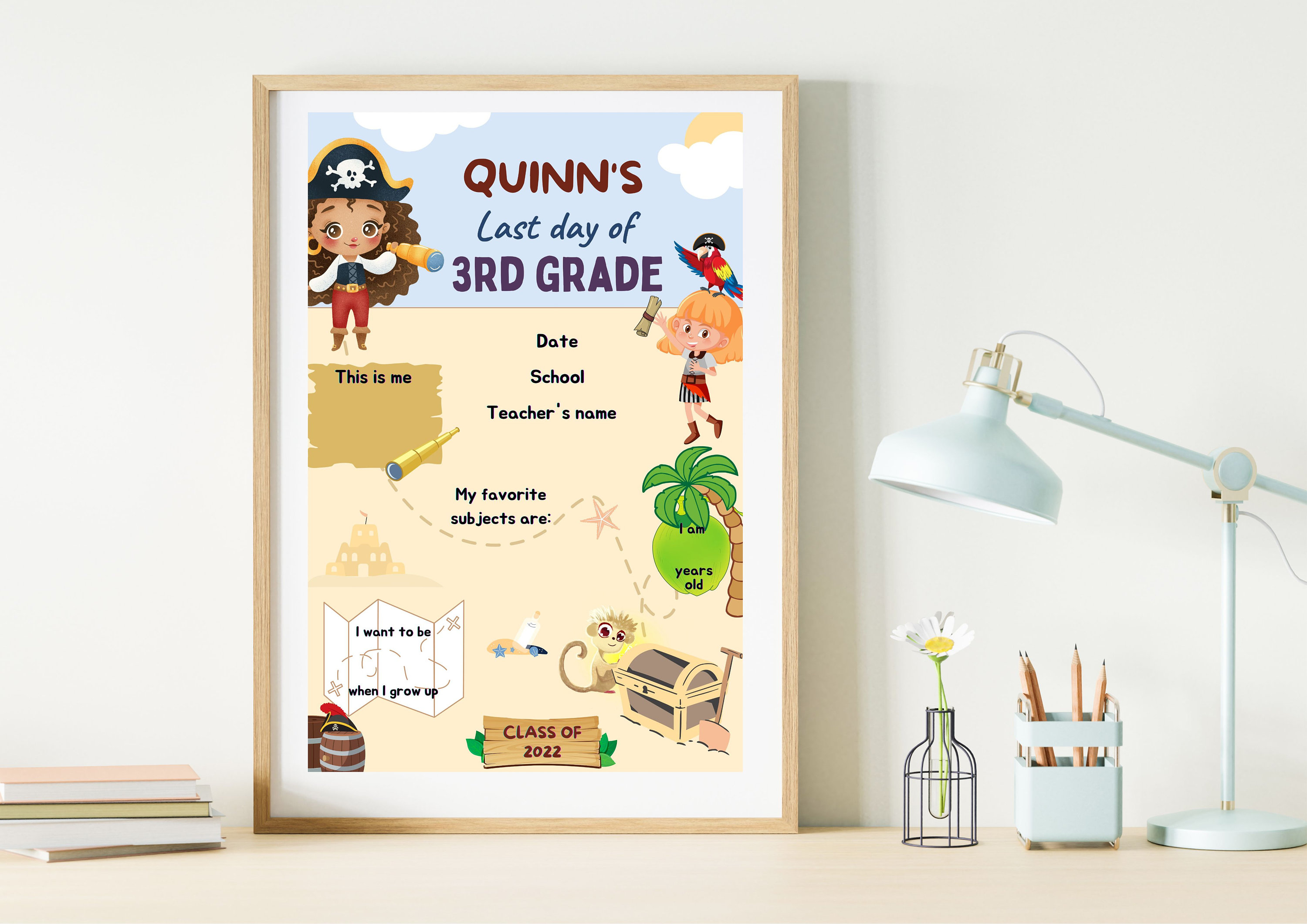 Editable First or Last Day of School -- 3rd Grade Boy or Girl Cute ...