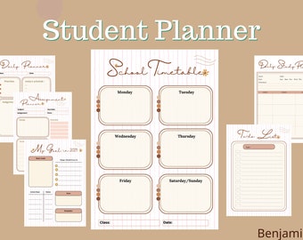 Student Planner Bundle: School Timetable, Daily & Weekly Planners ...