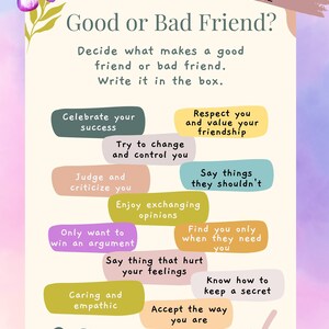 Good Vs Bad Friends Poster - PRINTABLE Social Emotional Learning Skills ...