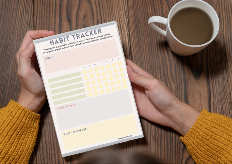 Minimalist Daily Habit Tracker Printable Goal Planner Simple Tasks ...