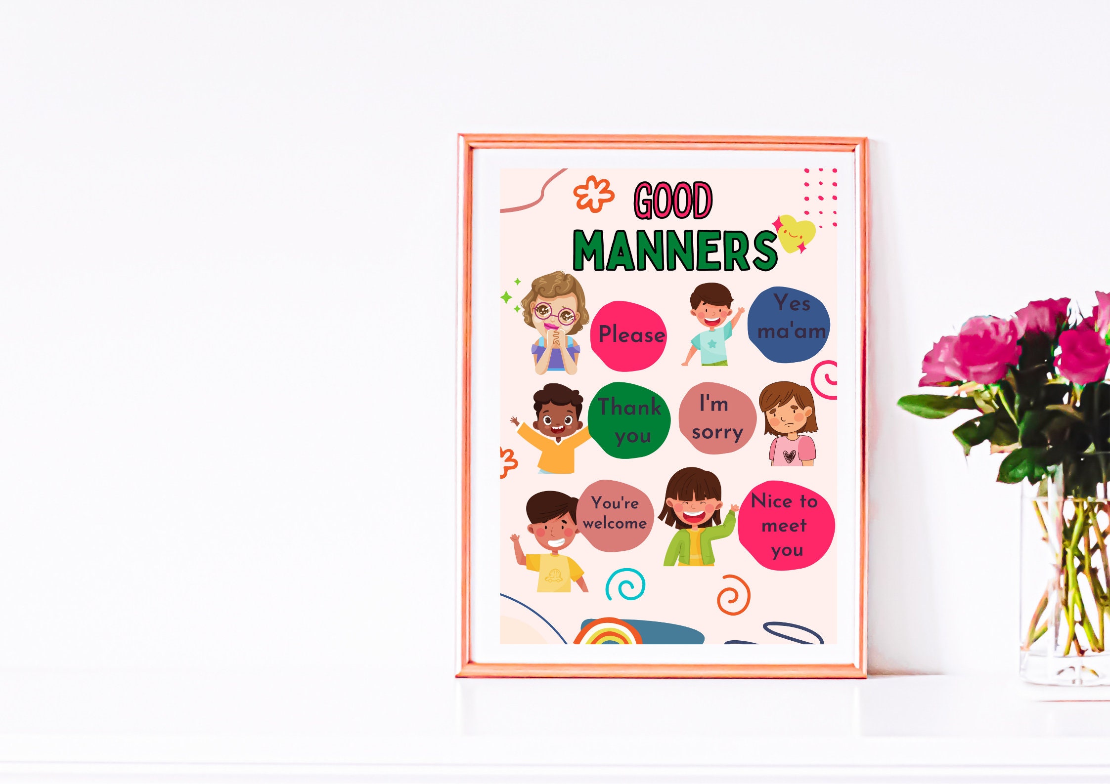Good Manners Simple Illustration Poster Good Behavior Poster Printable ...