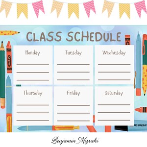 Class Schedule Printable Back to School Weekly Schedule Classroom ...
