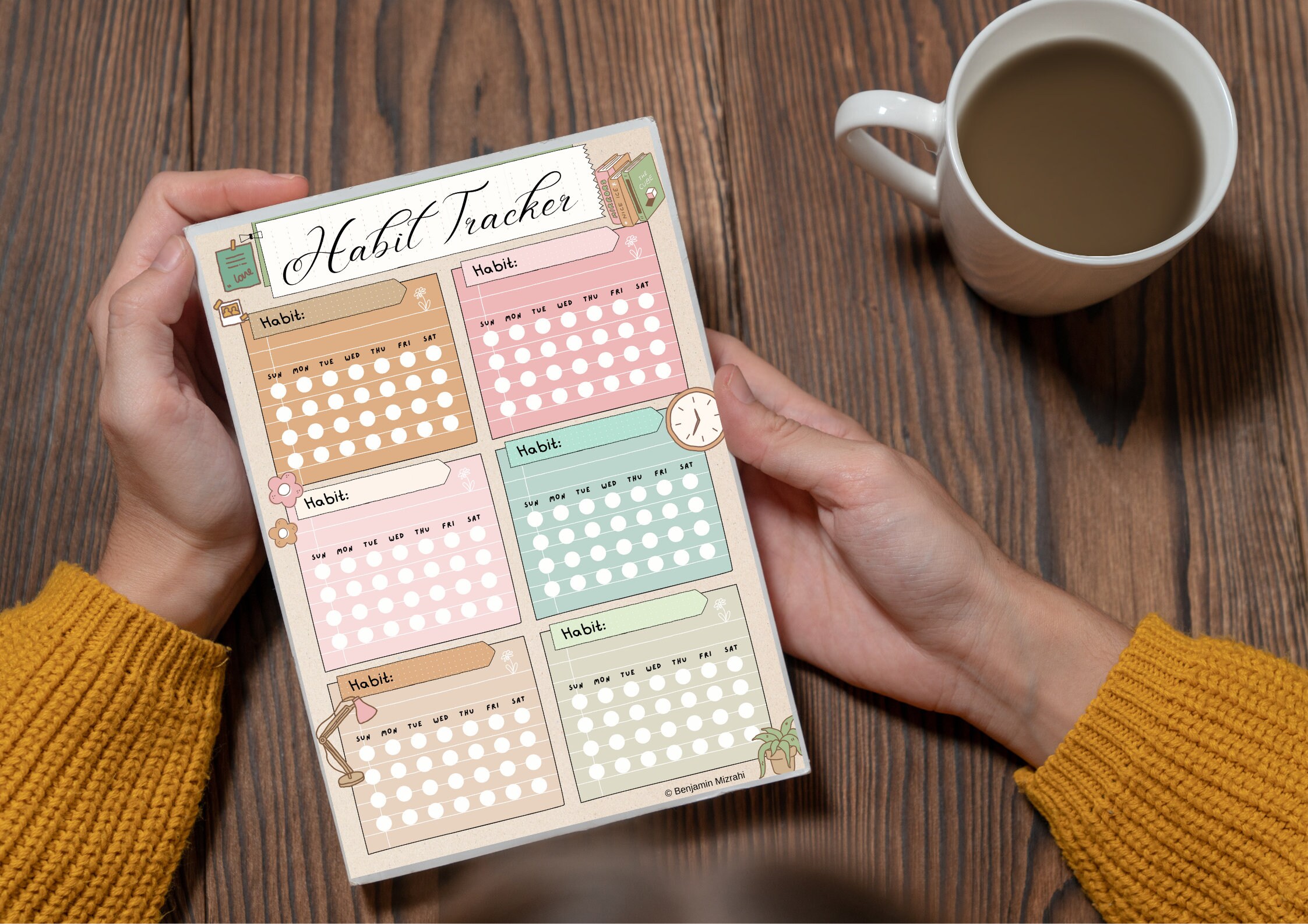 Printable Monthly Habit Tracker Cute Template Daily Habit Tracker ...
