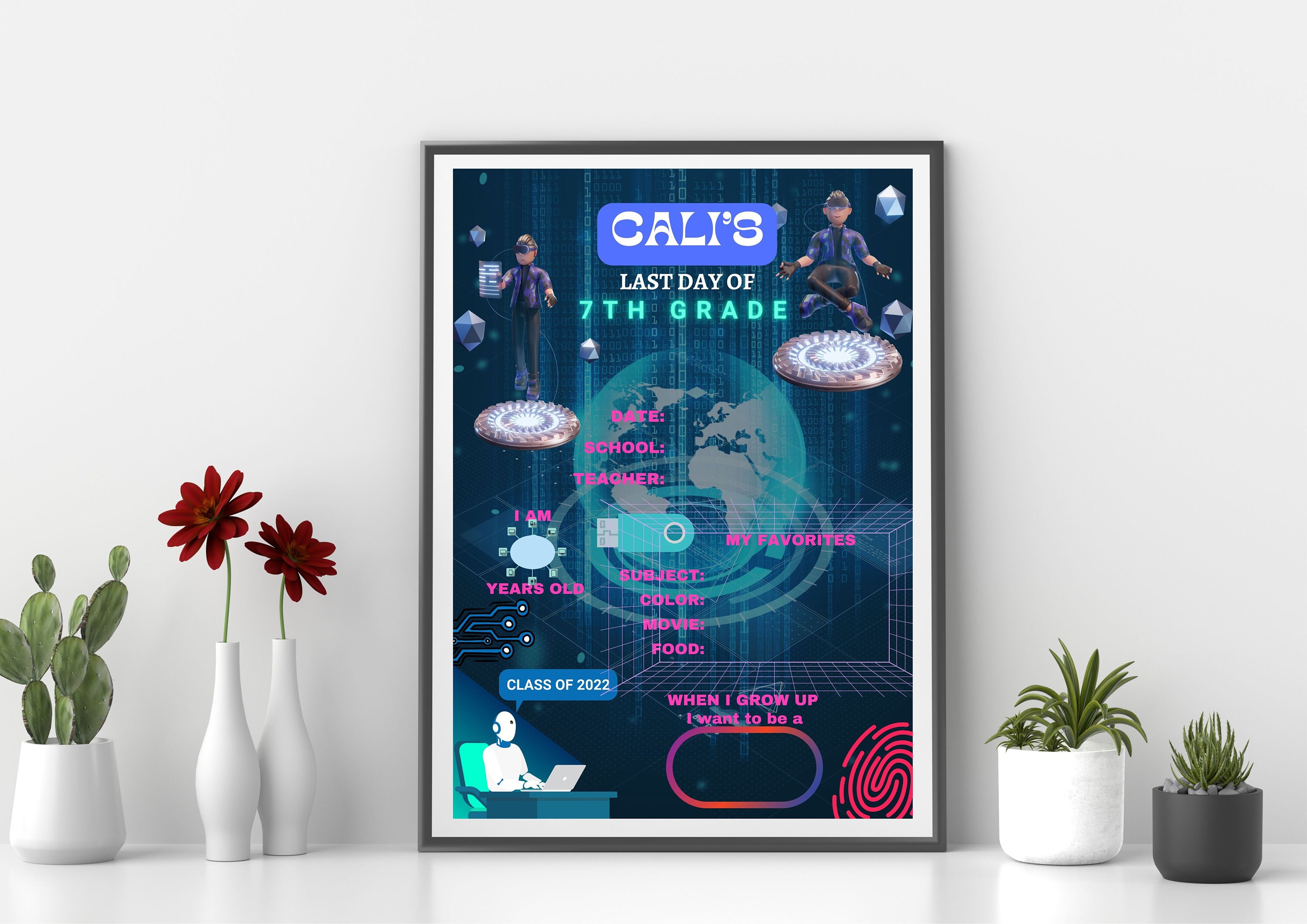 Editable First or Last Day of School 7th Grade Boy or Girl - Etsy