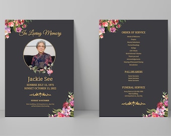 Music Note Funeral Program Template, Printable Musical Memorial Service ...