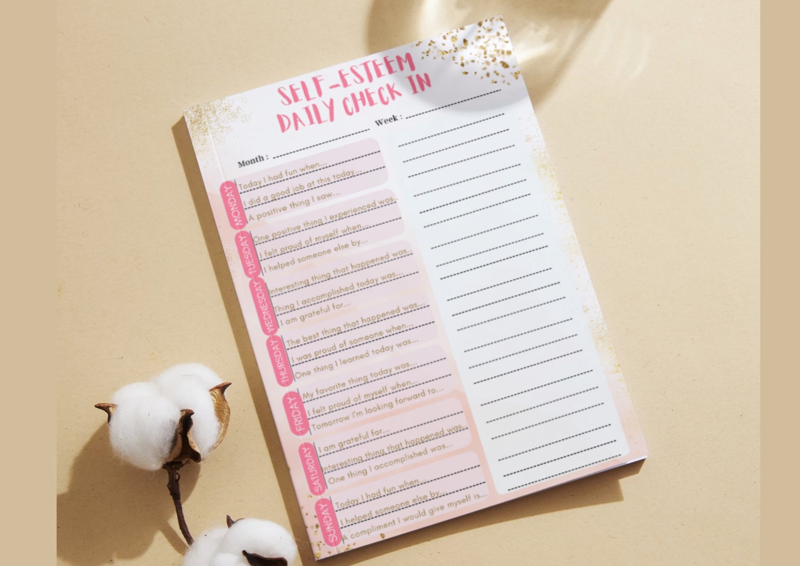 Daily Self-esteem Journal Printable Worksheet Child Therapy Counseling ...