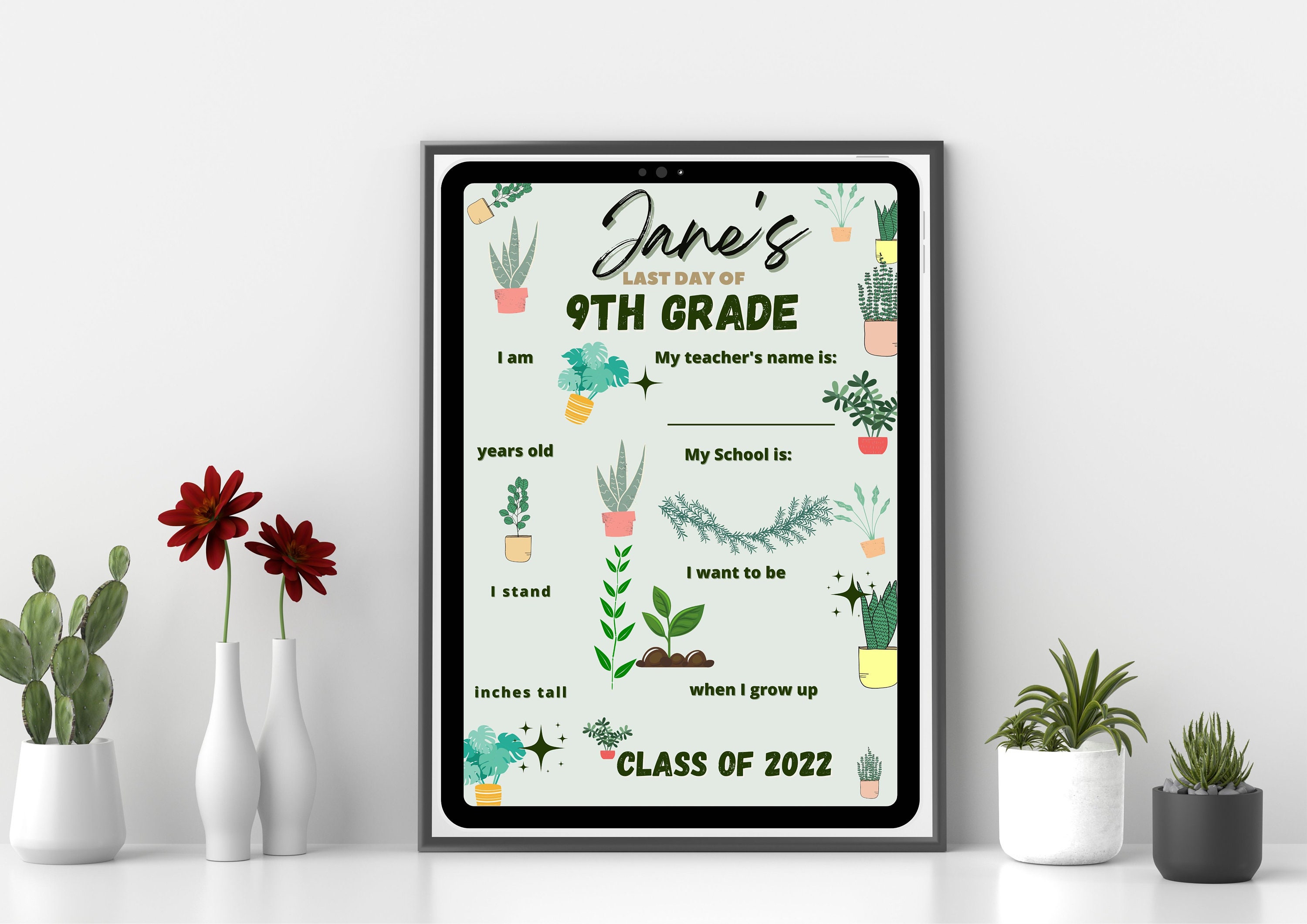 Editable First or Last Day of School -- 9th Grade Boy or Girl Cute ...