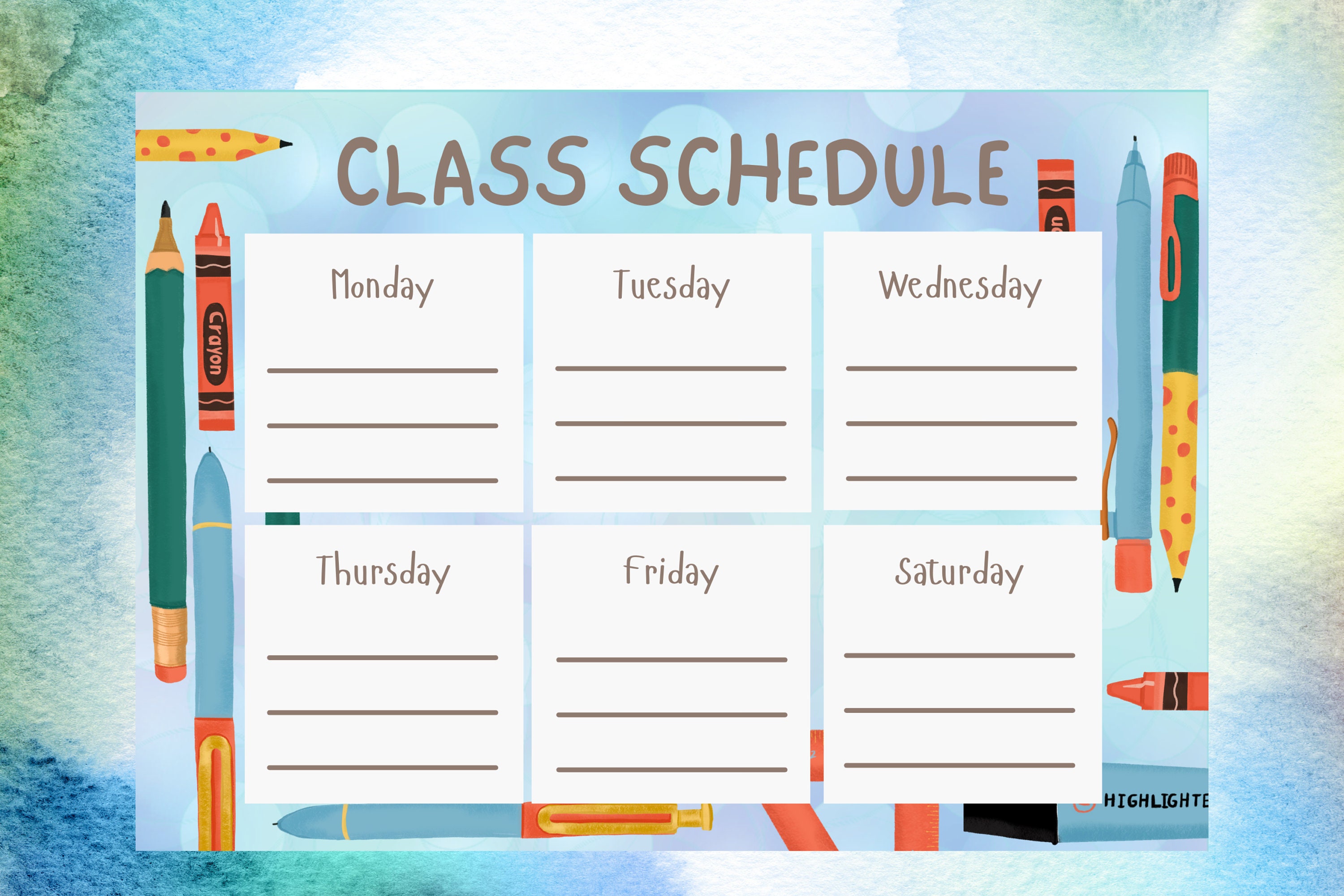 Class Schedule Printable Back to School Weekly Schedule Classroom ...