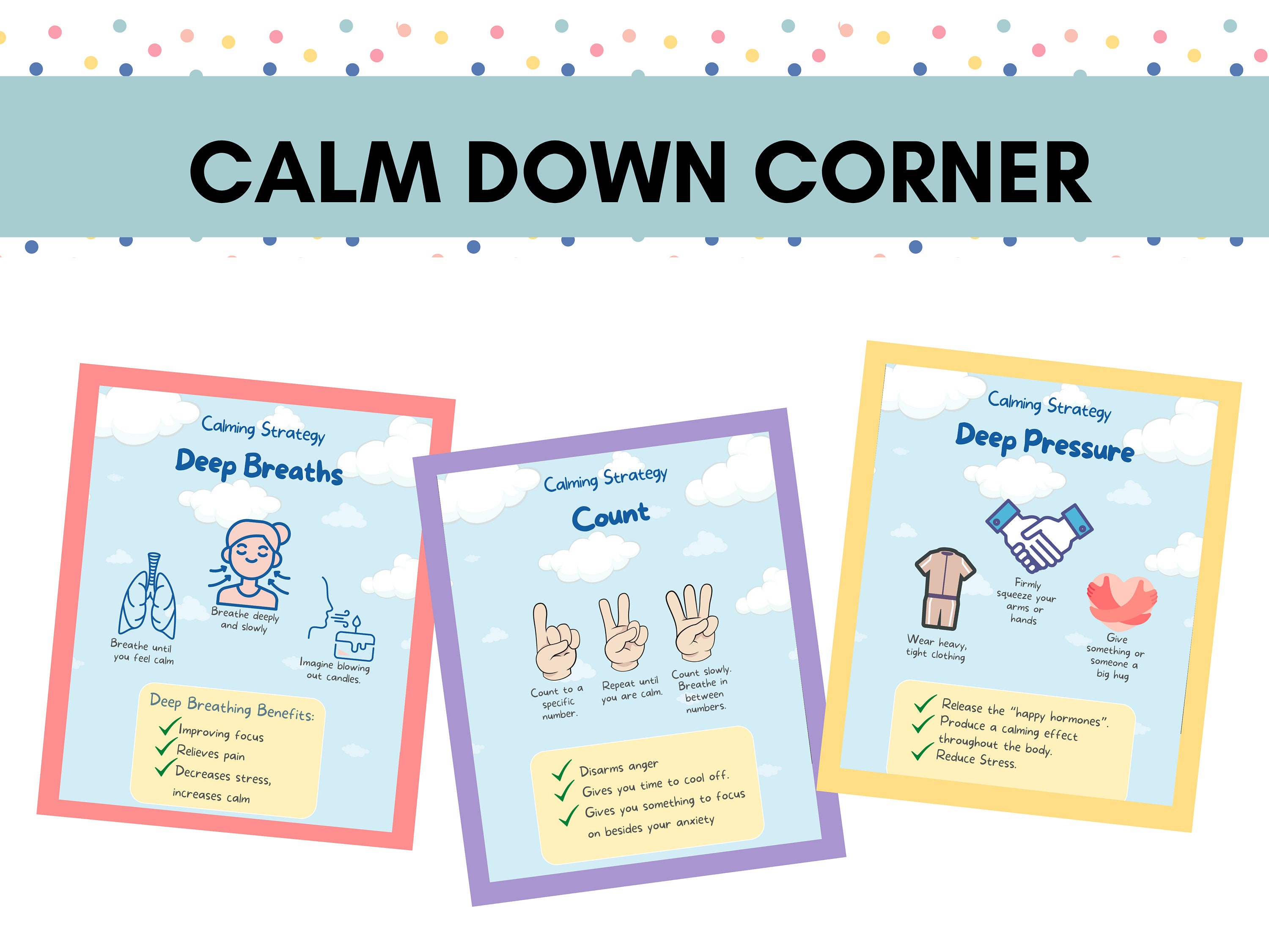 5 Calming Techniques - Calm Down Corner Posters Print Educational Wall ...