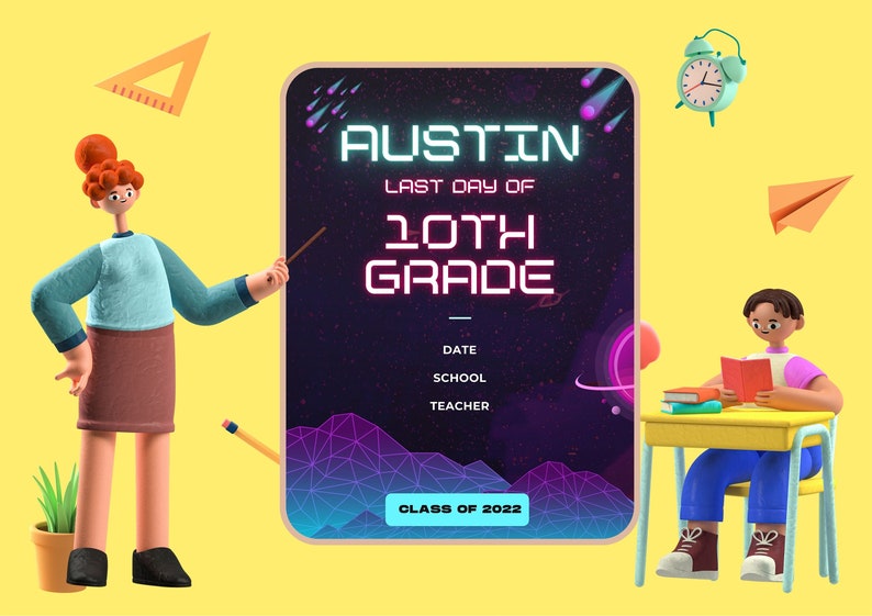 Editable 10th Grade Last Day of School Sign - Canva Template (digital ...