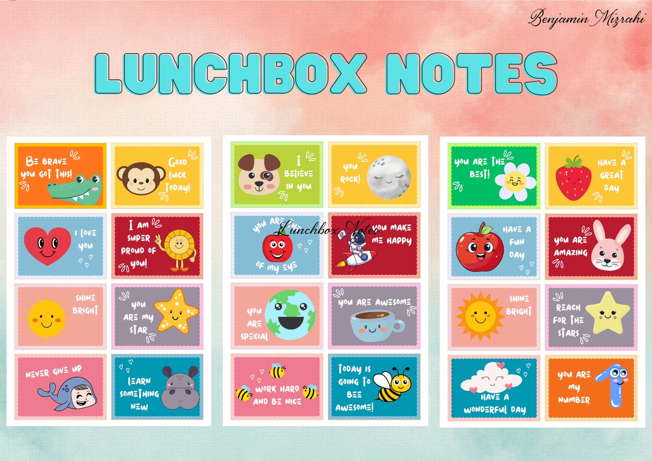 Kids Lunchbox Notes, Positive Affirmations (digital Download) - Etsy