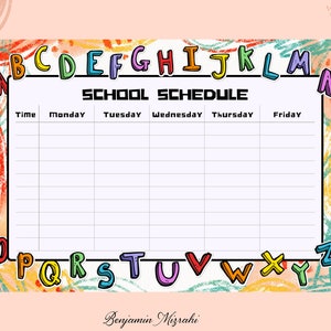 Editable School Timetable for Kids Cloud Theme Printable School ...