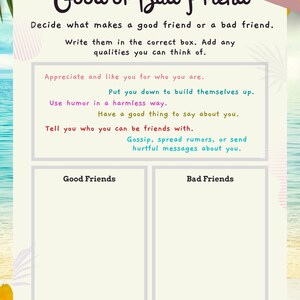 Good Vs Bad Friends Poster - PRINTABLE Emotional Learning Social Skills ...