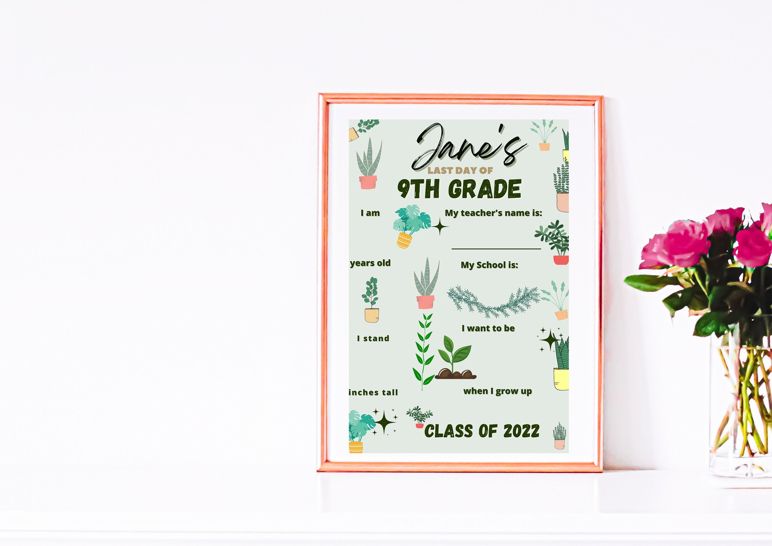 Editable First or Last Day of School -- 9th Grade Boy or Girl Cute ...