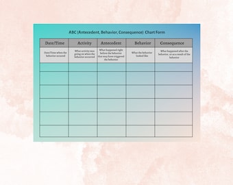 ABC Chart Form Printable for Kids Editable Behavior Consequence Chart ...
