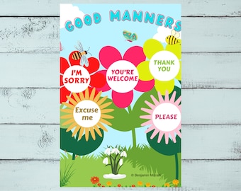 Good Manners Simple Illustration Poster Good Behavior Poster Printable ...