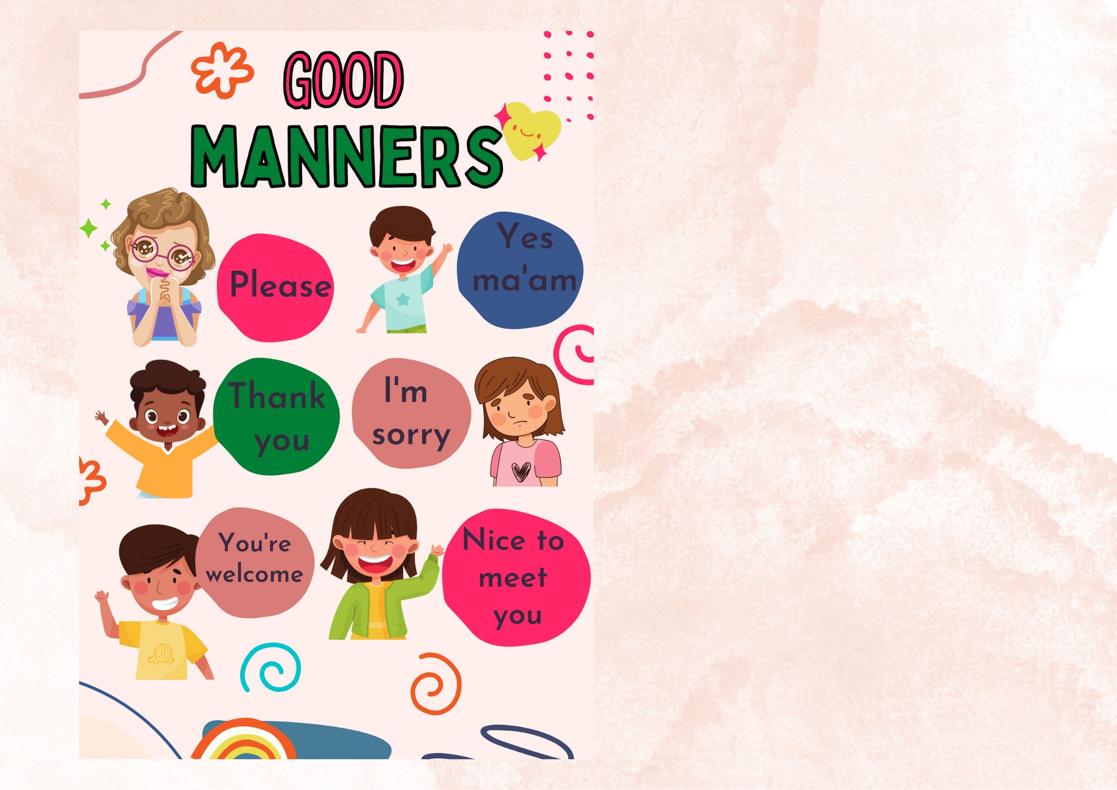 Good Manners Simple Illustration Poster Good Behavior Poster Printable ...