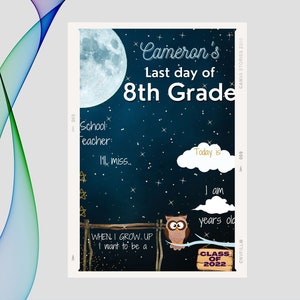 Editable First or Last Day of School 8th Grade Boy or Girl Cute ...