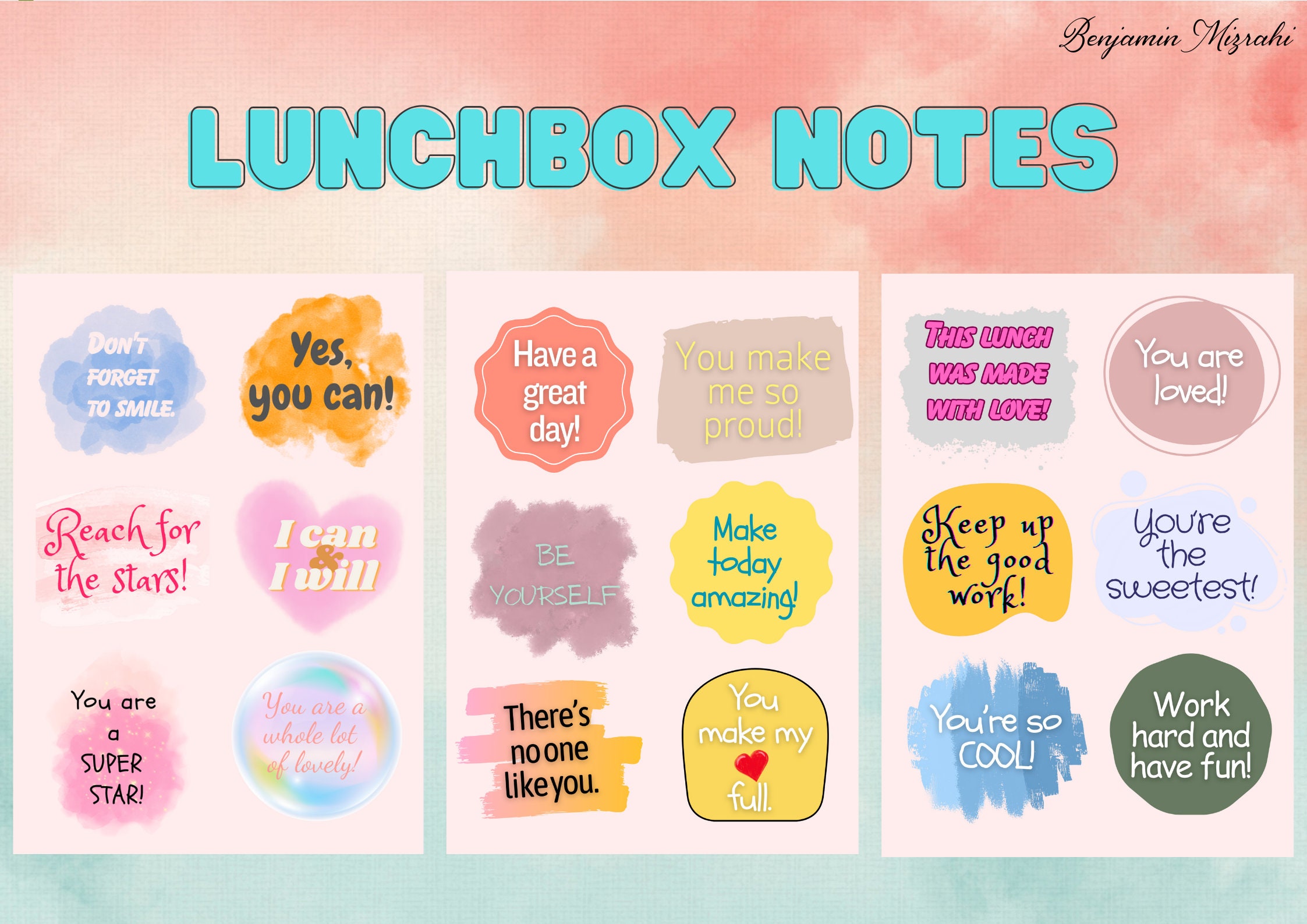 Printable Lunchbox Notes Cards for Kids Surprise for - Etsy