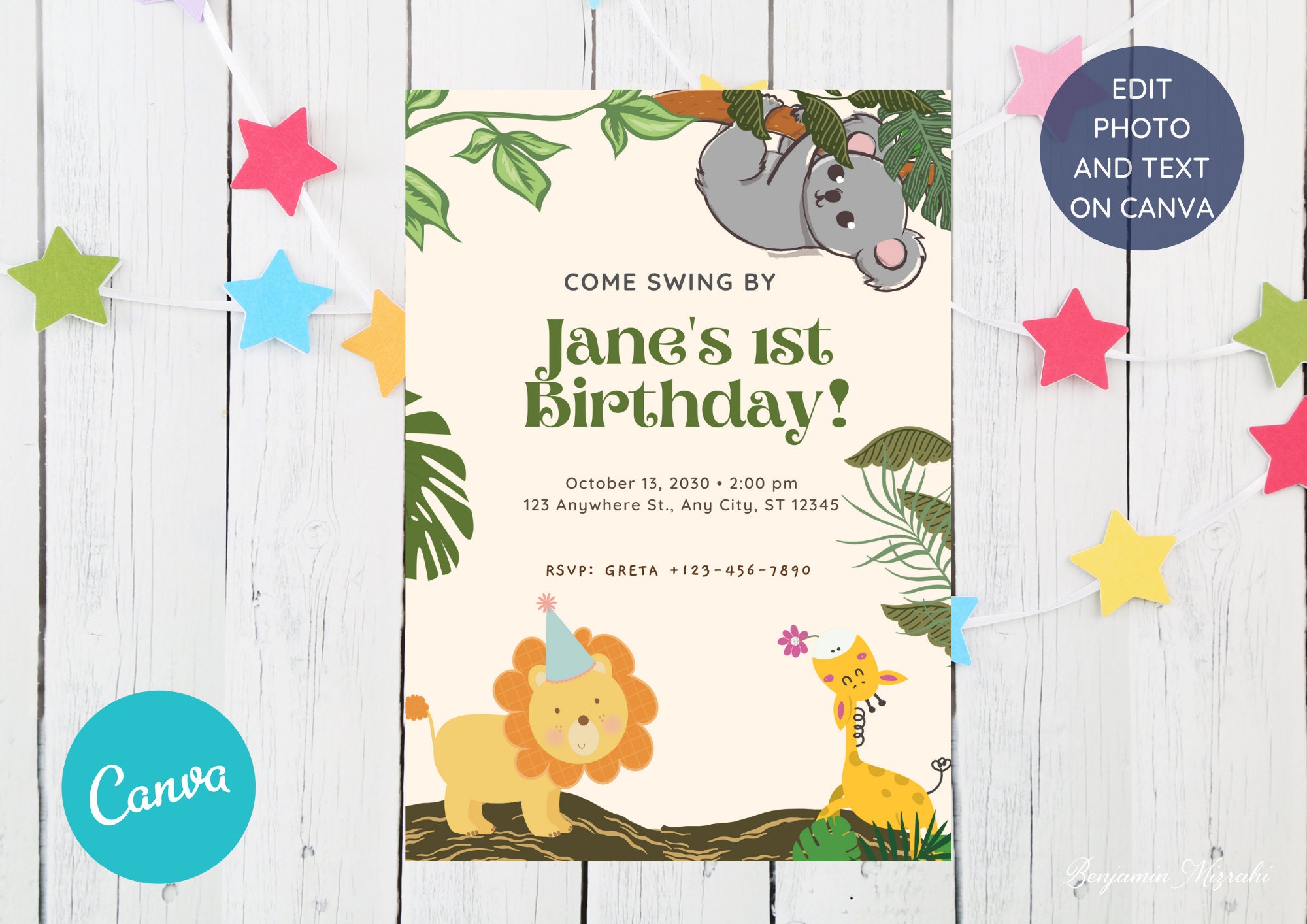 Editable Jungle Birthday Invitation Birthday Party Digital Download ...
