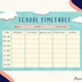Editable School Timetable for Kids | Cloud Theme | Printable School ...