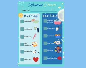 Kids Morning Routine and Evening Routine Chart for Kids Preschoolers ...