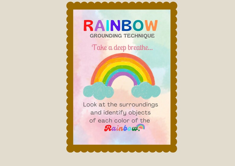 Rainbow Grounding Technique Poster – Calming Therapy Print (digital ...