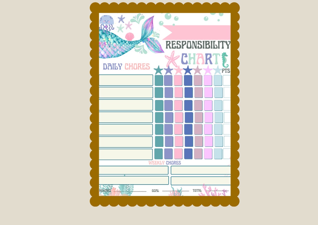Daily Weekly Responsibility Chart for Kids - Chore for Kids With Points ...